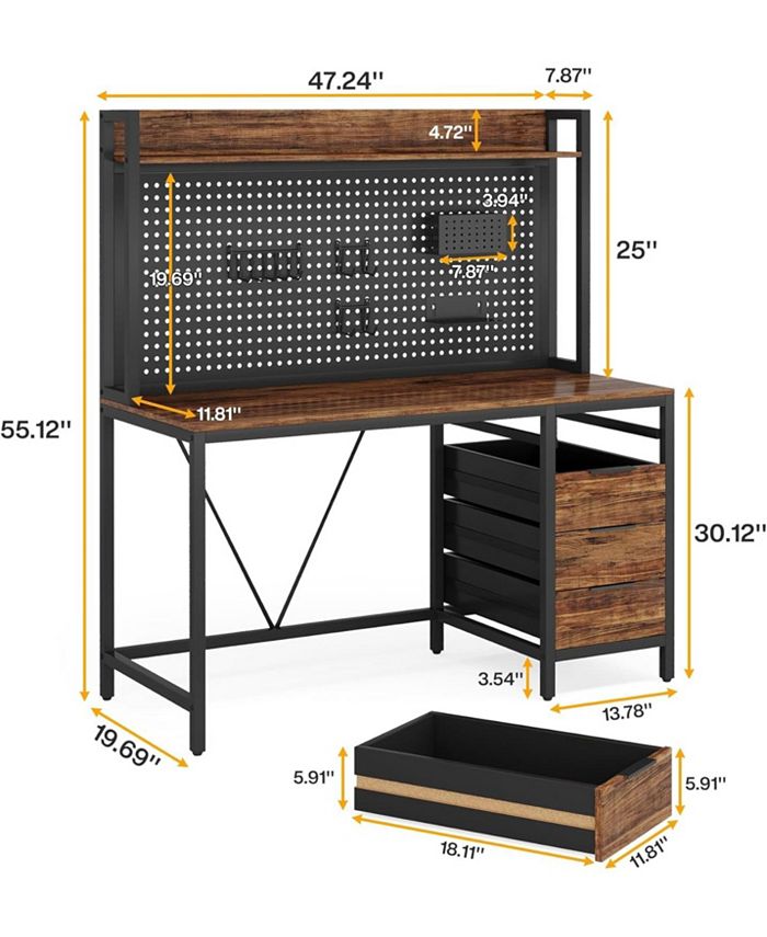 Tribesigns Computer Desk with 4 Drawers, 47 Inches Home Office Desk ...