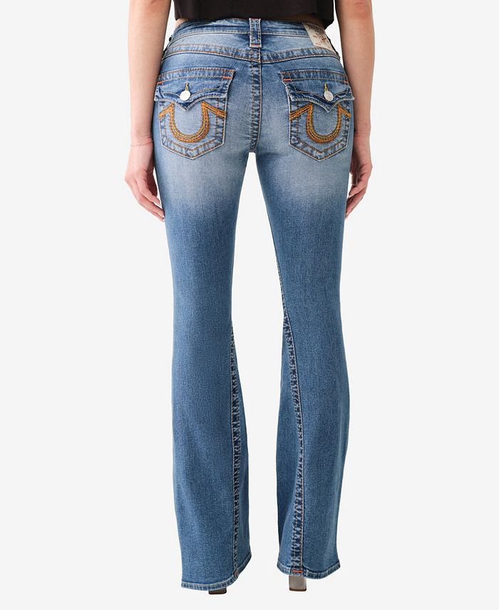 True Religion Women's Joey Flap Rainbow Pocket Big T Flare Jean - Macy's