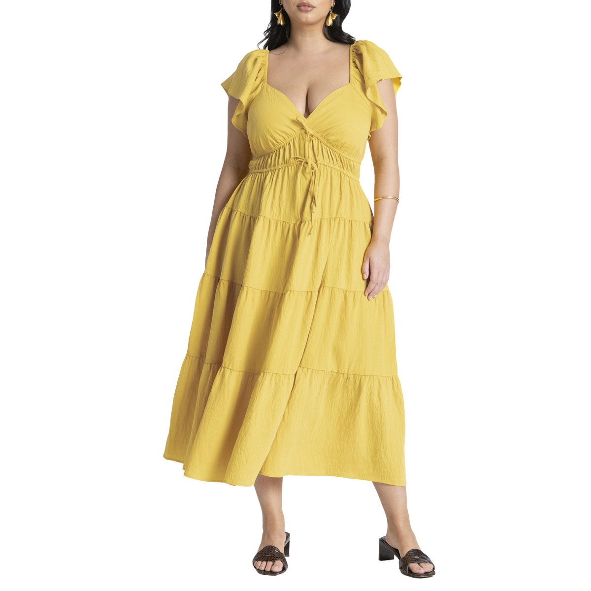 Click here for Eloquii Womens Plus Size Ruffled Tiered Maxi Dress... prices