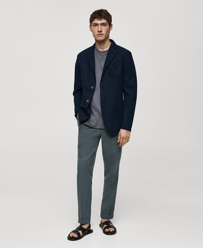 MANGO Men's Slim Fit Linen Cotton-Blend Blazer - Macy's