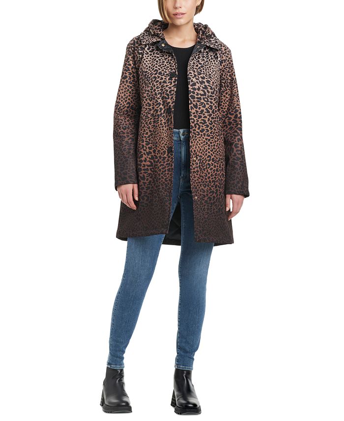 kate spade new york Women's Hooded Leopard-Print A-Line Raincoat - Macy's