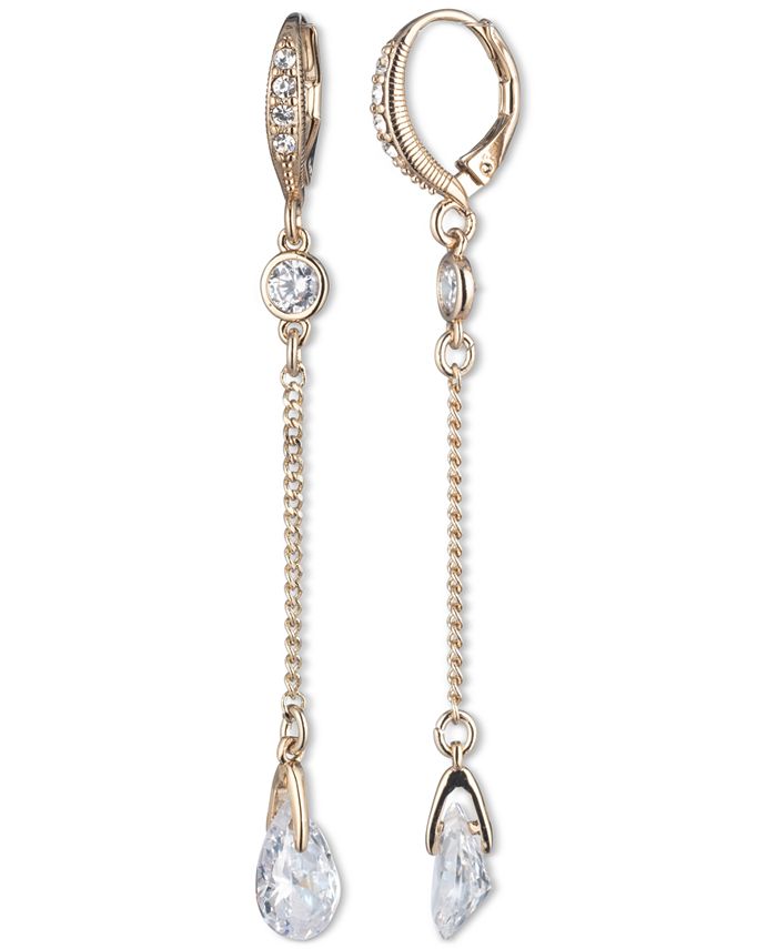 Givenchy Gold-Tone Pavé & Pear-Shape Crystal Linear Drop Earrings - Macy's