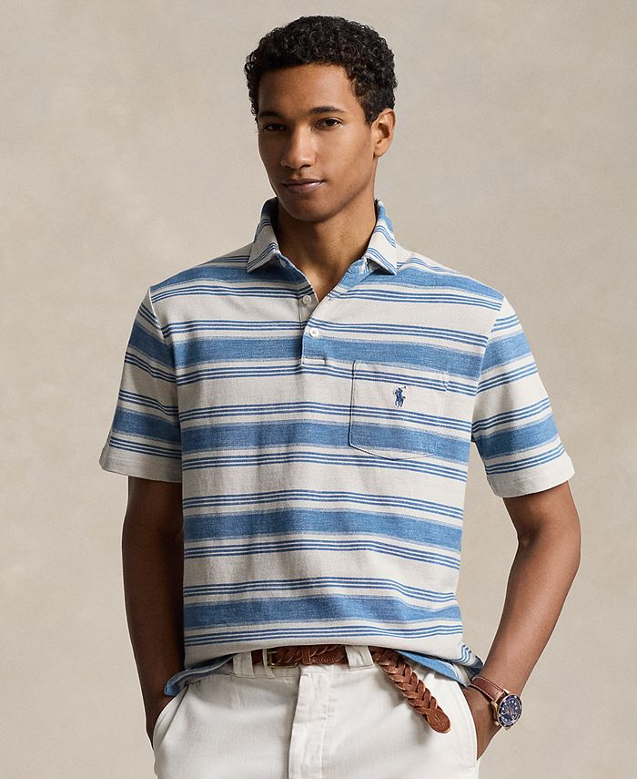 Polo Ralph Lauren Men's Classic-Fit Striped Mesh Polo Shirt - Macy's