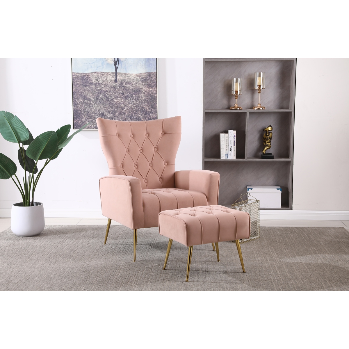 Click here for Streamdale Sleek Accent Chair with Ottoman - Pink prices