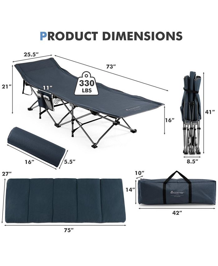 Slickblue Folding Retractable Travel Camping Cot with Mattress and ...