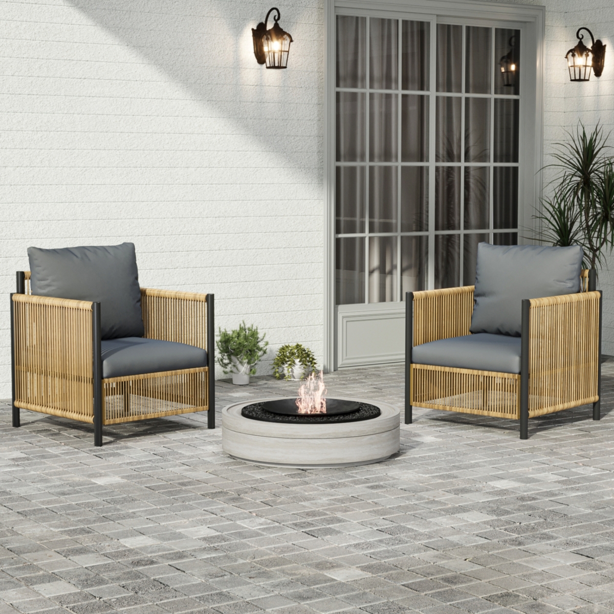 Click here for Simplie Fun Outdoor Brown Pe Wicker Sofa Set-2 Pie... prices