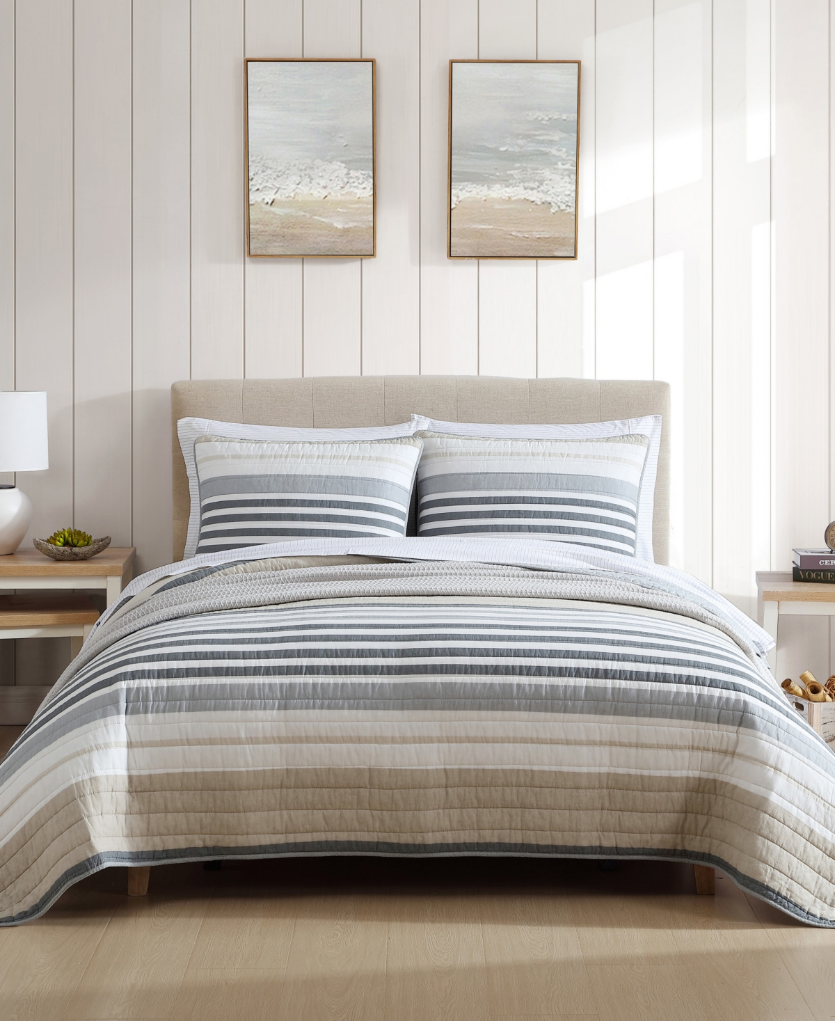 Click here for Nautica Dover Stripe Reversible 2 Piece Quilt Set... prices