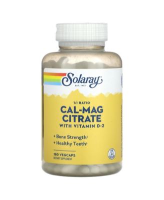 Solaray Cal-Mag Citrate with Vitamin D-2 1:1 Ratio - 180 Vegcaps - Macy's