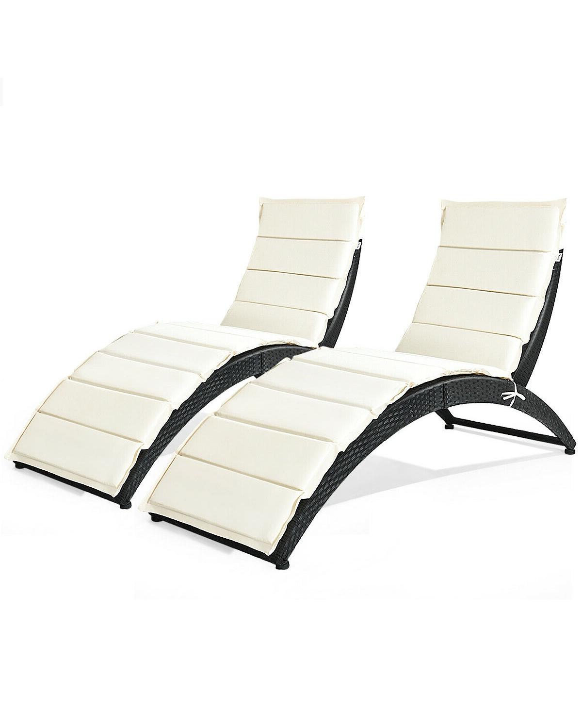 Click here for Gymax 2PCS Foldable Rattan Wicker Chaise Lounge Ch... prices