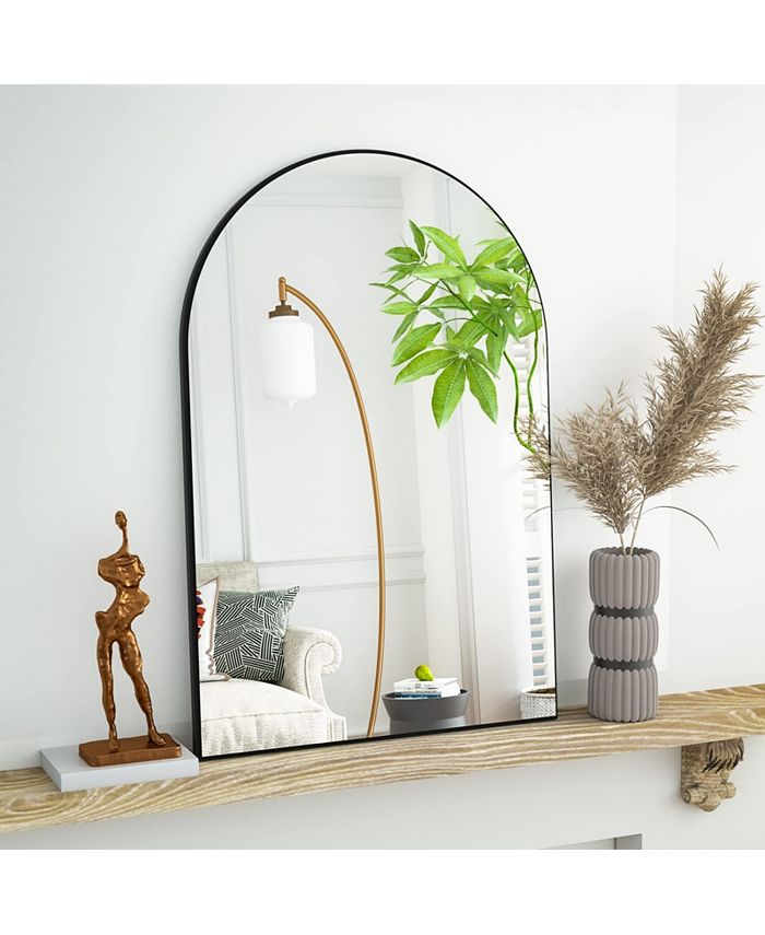 HOMLUX Arched Wall Mounted Mirror 20"x30" in Black - Macy's