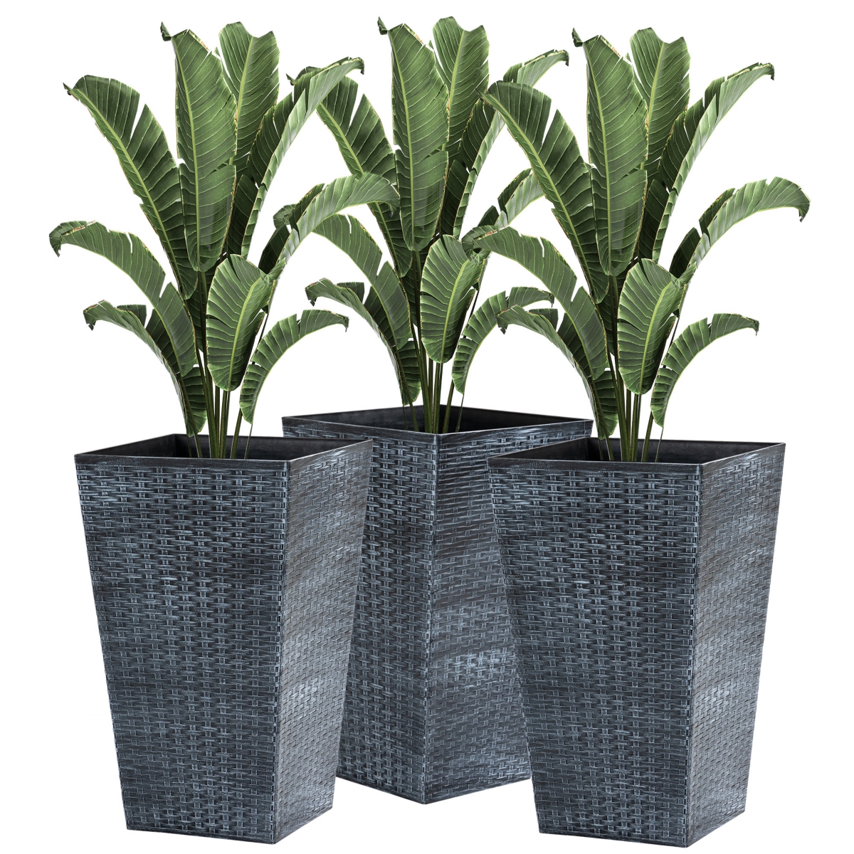 Click here for Stylish Rattan-Like Set of 3 Self-Draining Planter... prices