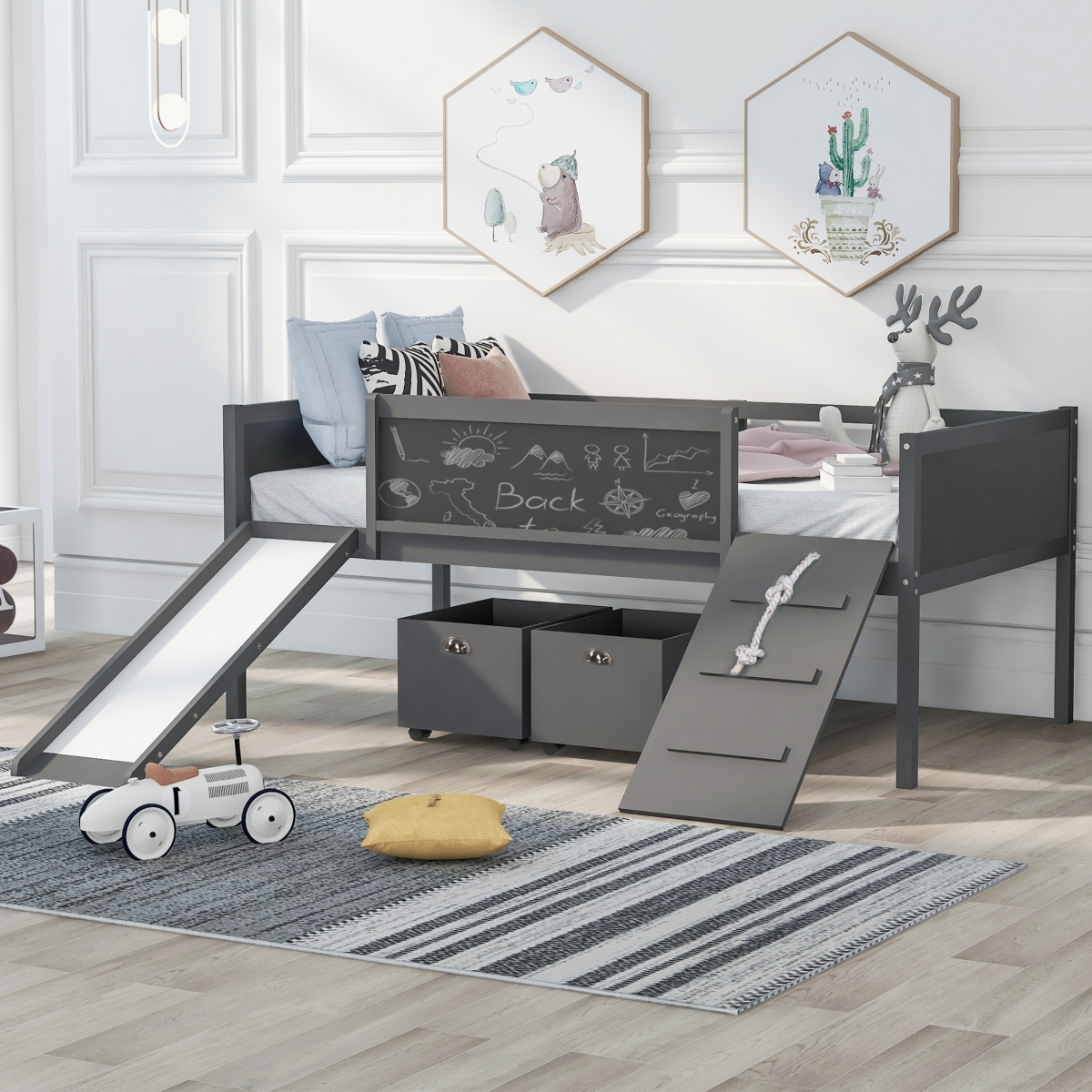 Click here for Streamdale Twin Size Loft Bed Wood Bed With Two St... prices