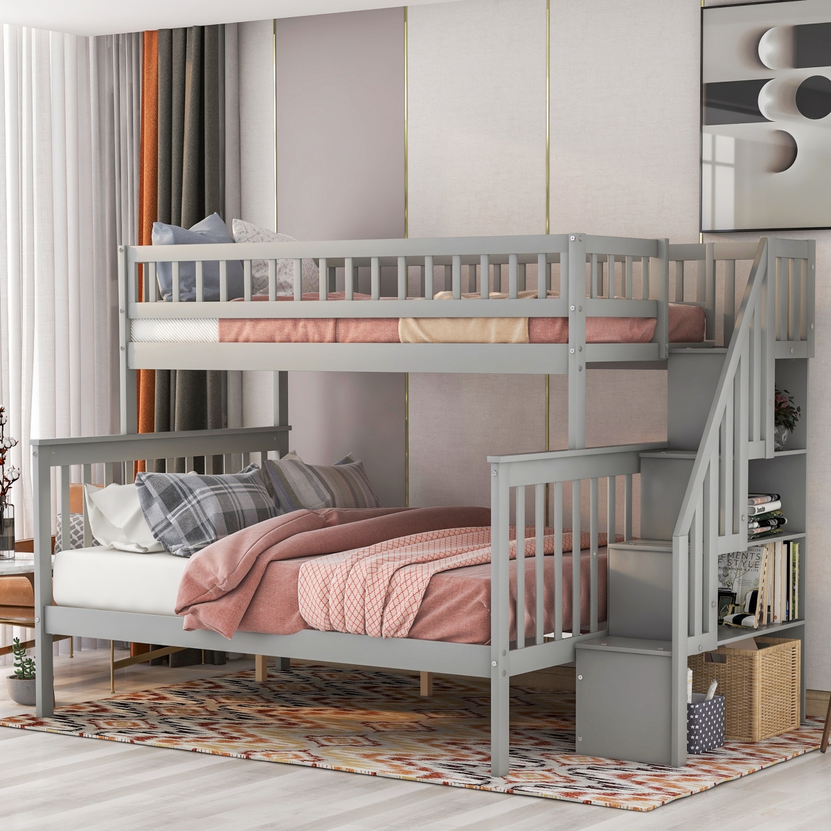 Click here for Streamdale Twin Over Full Stairway Bunk Bed With S... prices