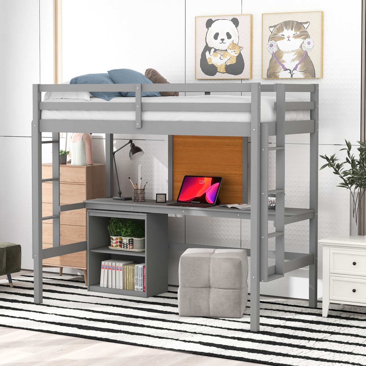 Click here for Streamdale Twin Loft Bed with Desk and Storage - W... prices