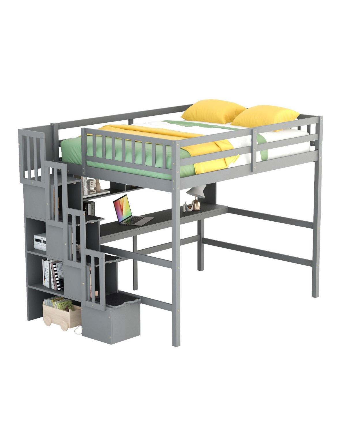 Click here for Full Size Loft Bed With Desk  Storage Shelves And... prices