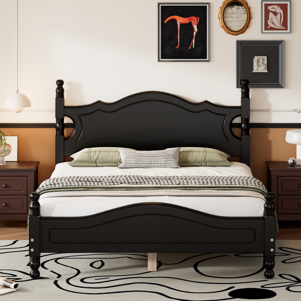 Click here for Streamdale Retro Platform Bed with Wooden Slat Bas... prices