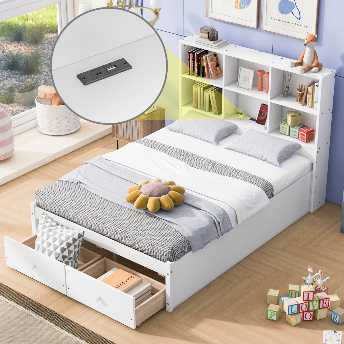 Click here for Streamdale Platform Bed with Storage Headboard  Ch... prices