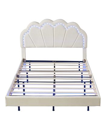 Simplie Fun Smart LED Platform Bed with Elegant Flowers Headboard - Macy's
