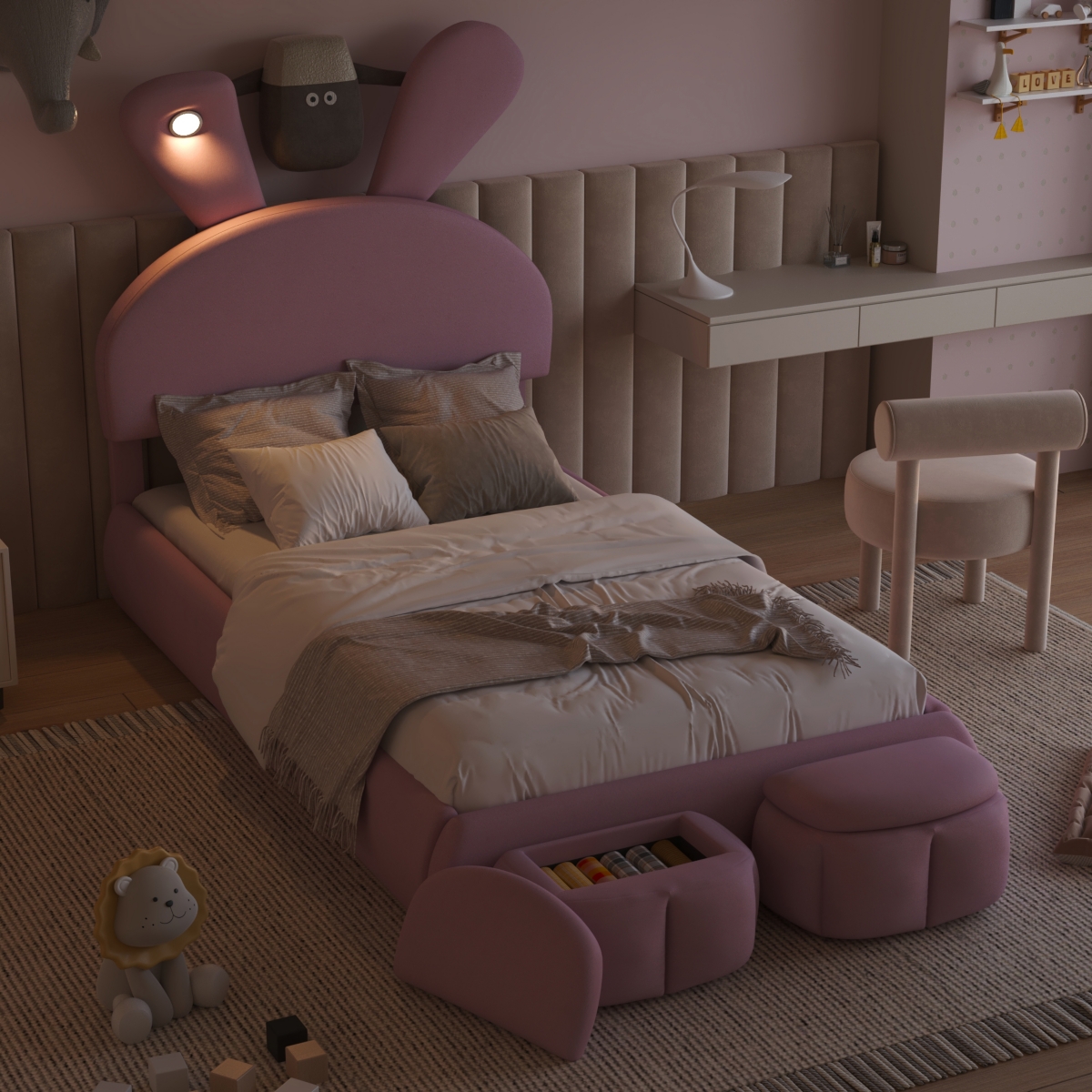 Click here for Streamdale Kids Twin Bed with Cartoon Headboard &... prices