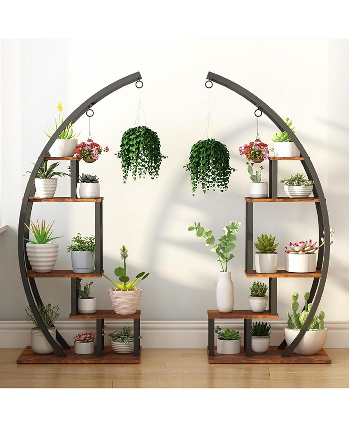 gaomon Metal Plant Stand Indoor 5 Tier Half Moon Shape Ladder Display ...