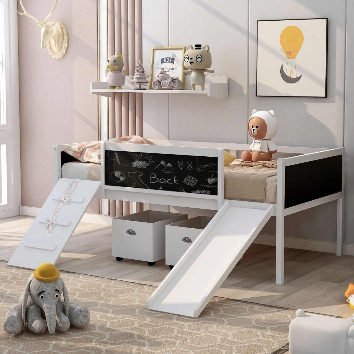 Click here for Streamdale Twin Size Loft Bed Wood Bed With Two St... prices