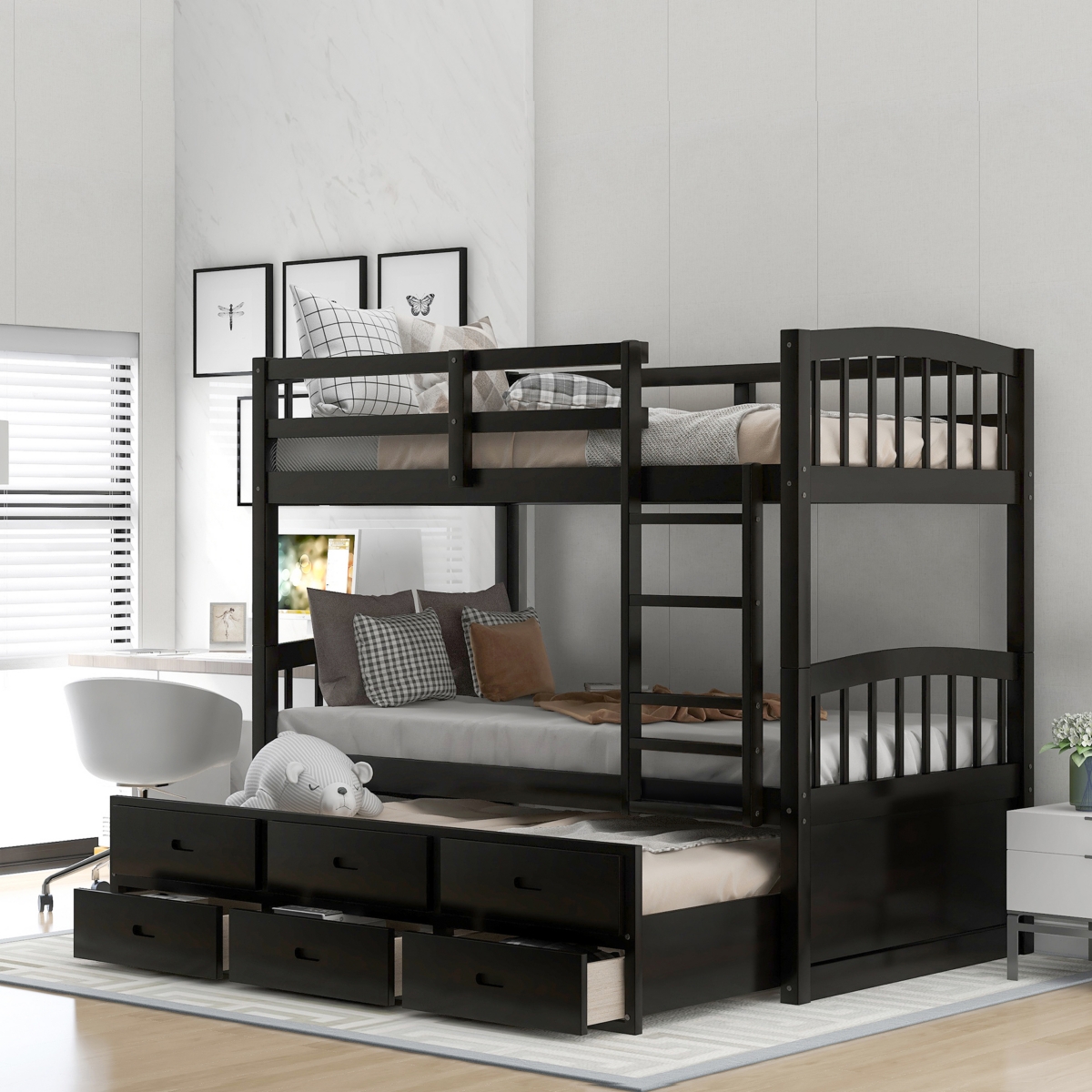 Click here for Streamdale Twin Over Twin Wood Bunk Bed With Trund... prices