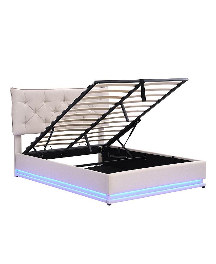 Simplie Fun Upholstered Storage Bed with LED Light - Macy's