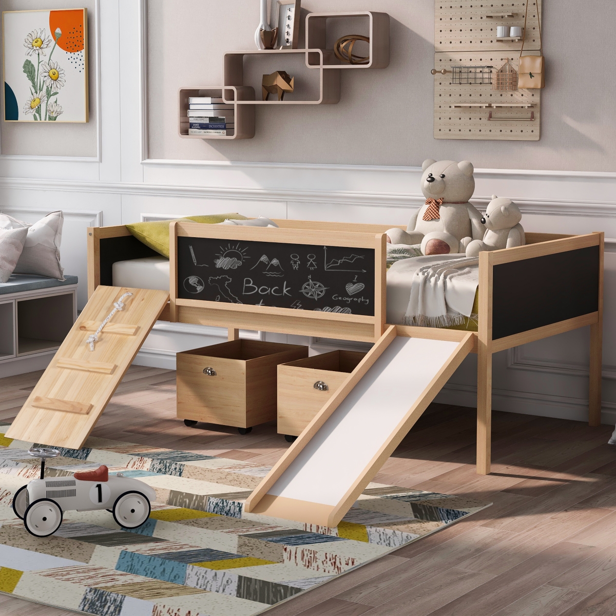 Click here for Streamdale Twin Size Loft Bed Wood Bed With Two St... prices
