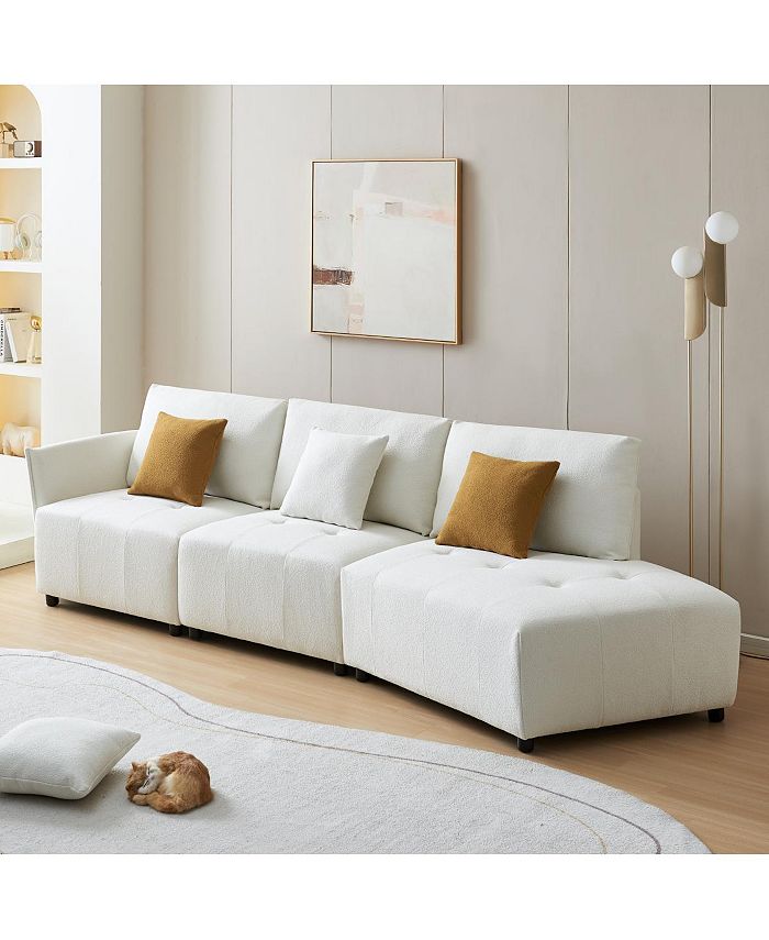 Simplie Fun 120" Teddy Fabric Sofa, Modern Modular Sectional Couch - Macy's