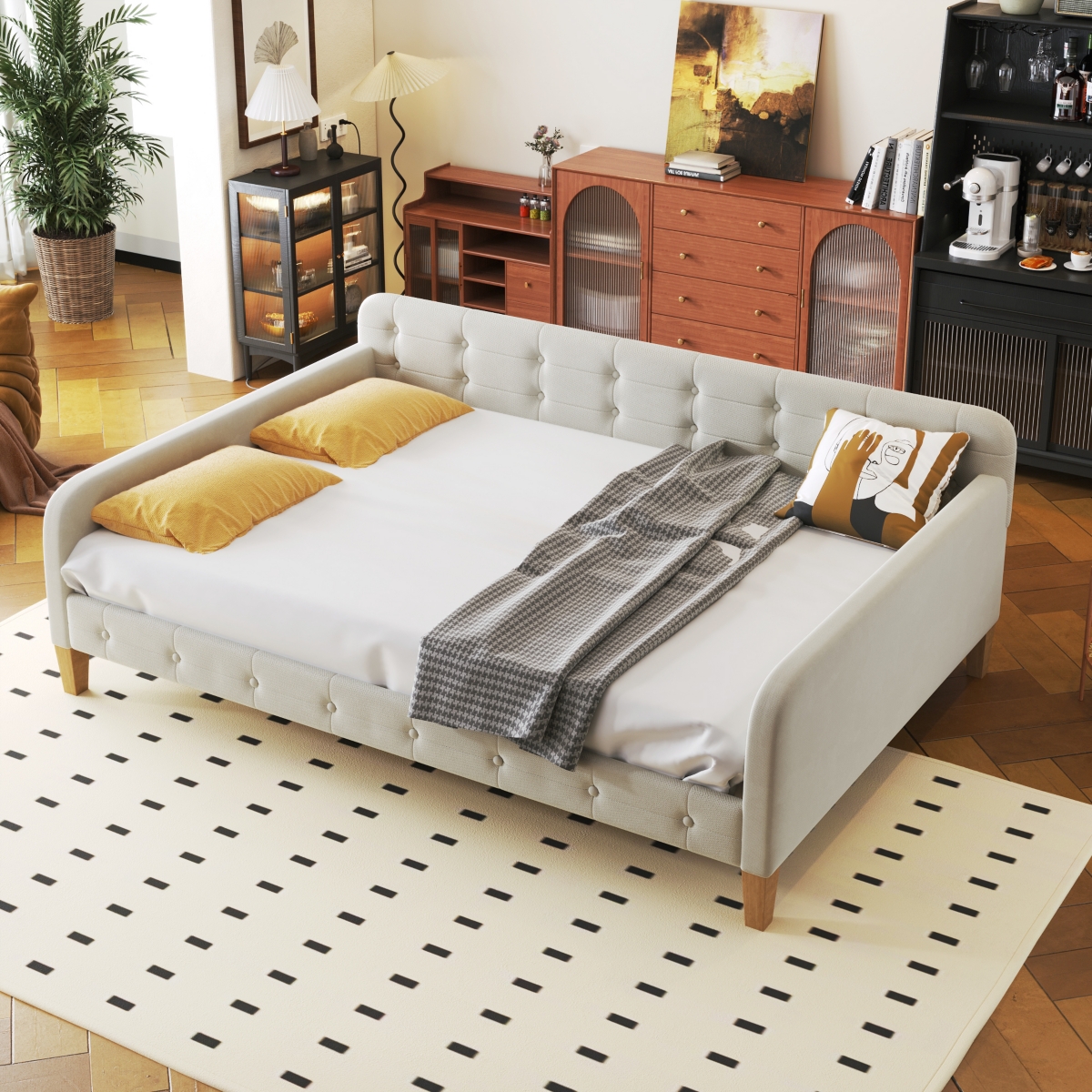 Click here for Streamdale Full Size Upholstered Daybed With 4 Sup... prices