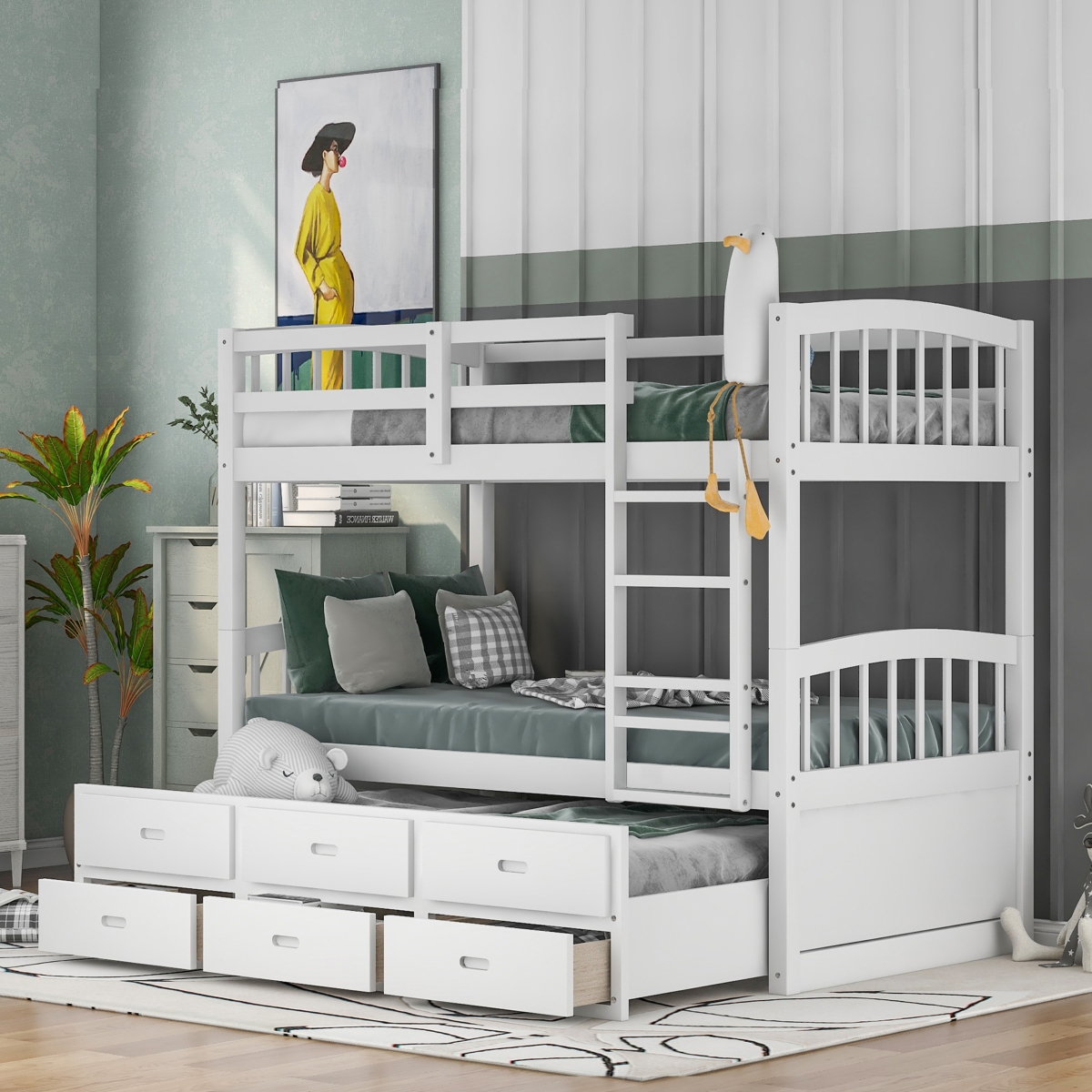 Click here for Streamdale Twin Over Twin Wood Bunk Bed With Trund... prices