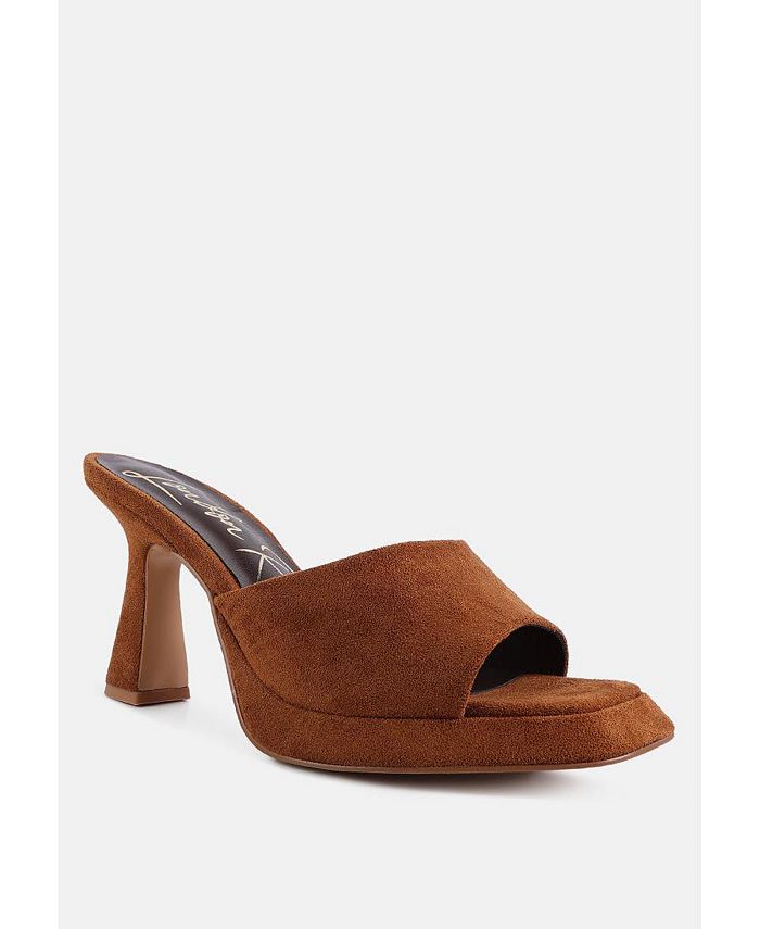 London Rag Copyme micro suede slip on spool heel sandals - Macy's