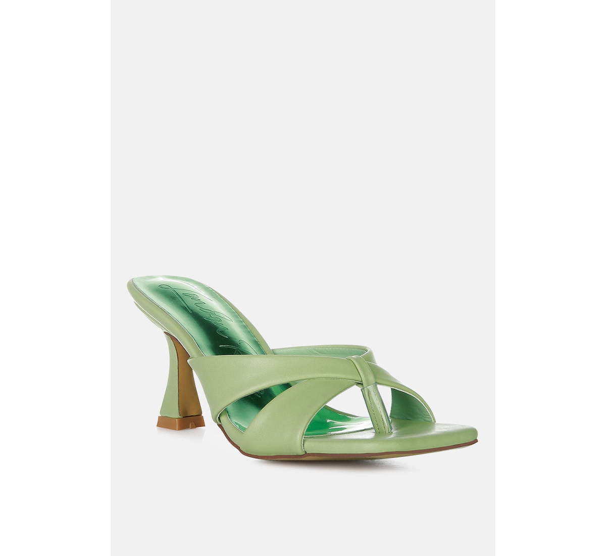 Click here for highflip criss cross spool heel sandals - Green prices