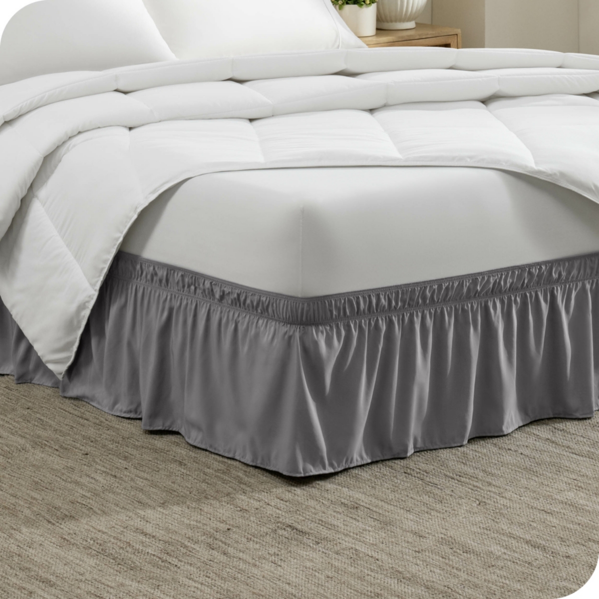 Click here for Bare Home Adjustable Wrap Around Ruffled Bed Skirt... prices