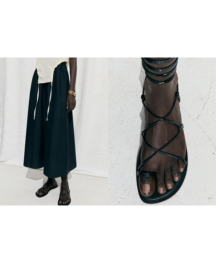 MANGO Women's Metallic Snake Sandals - Macy's