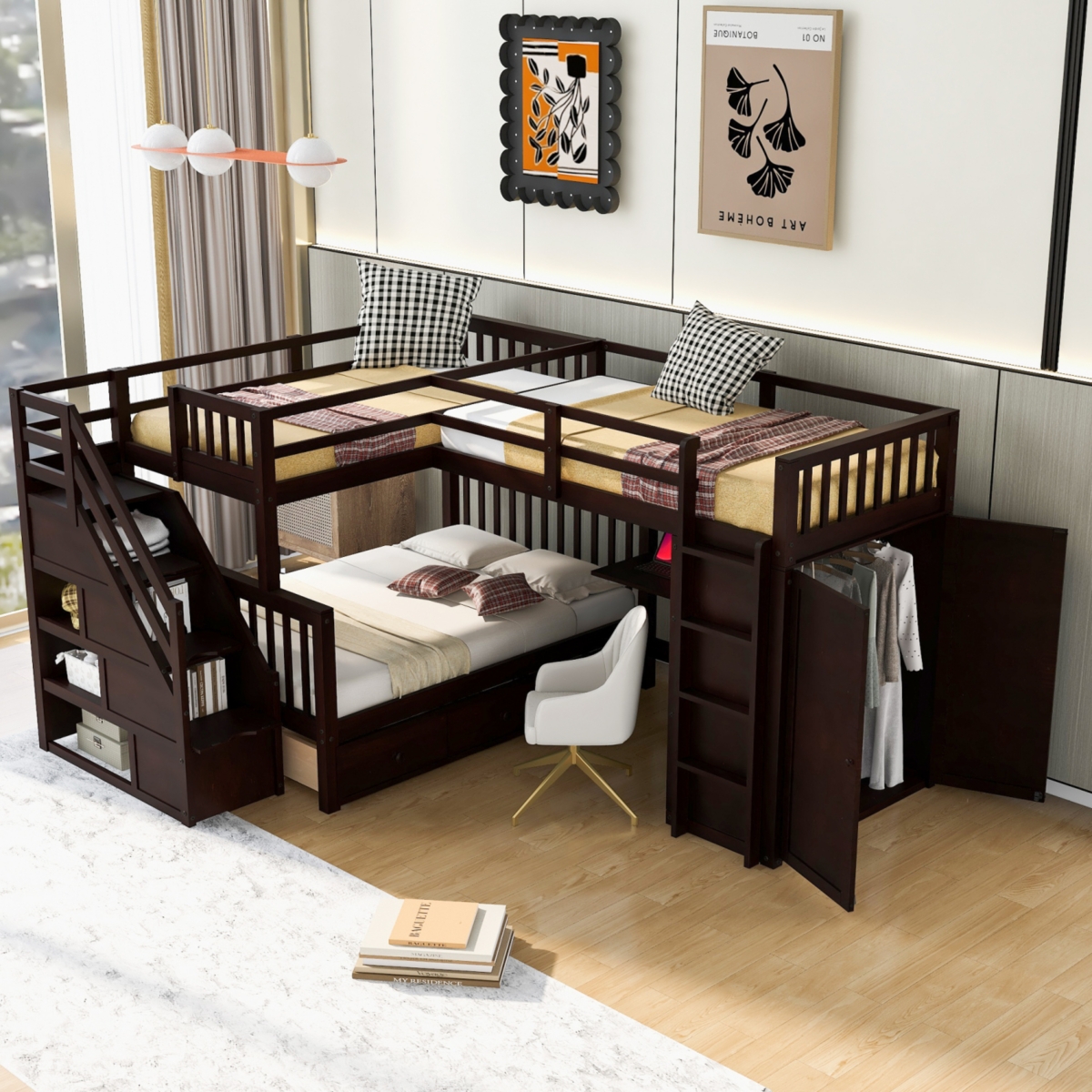 Click here for Streamdale Twin-Twin over Full L-Shaped Bunk Bed w... prices