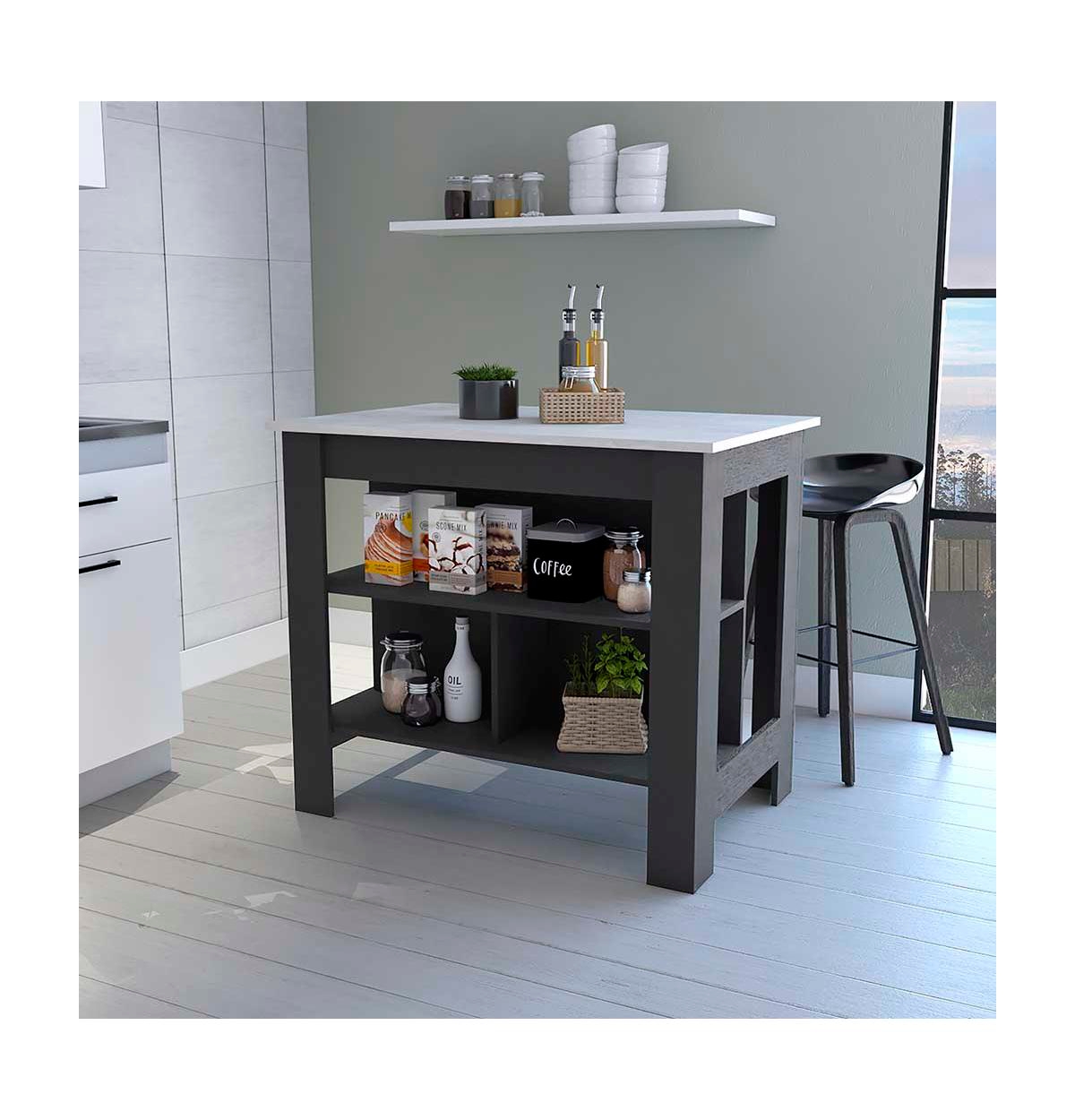 Fm Furniture Brooklyn Kitchen Island - Ibiza marble