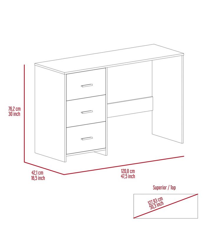 FM FURNITURE Berlin Three Drawers Desk - Macy's