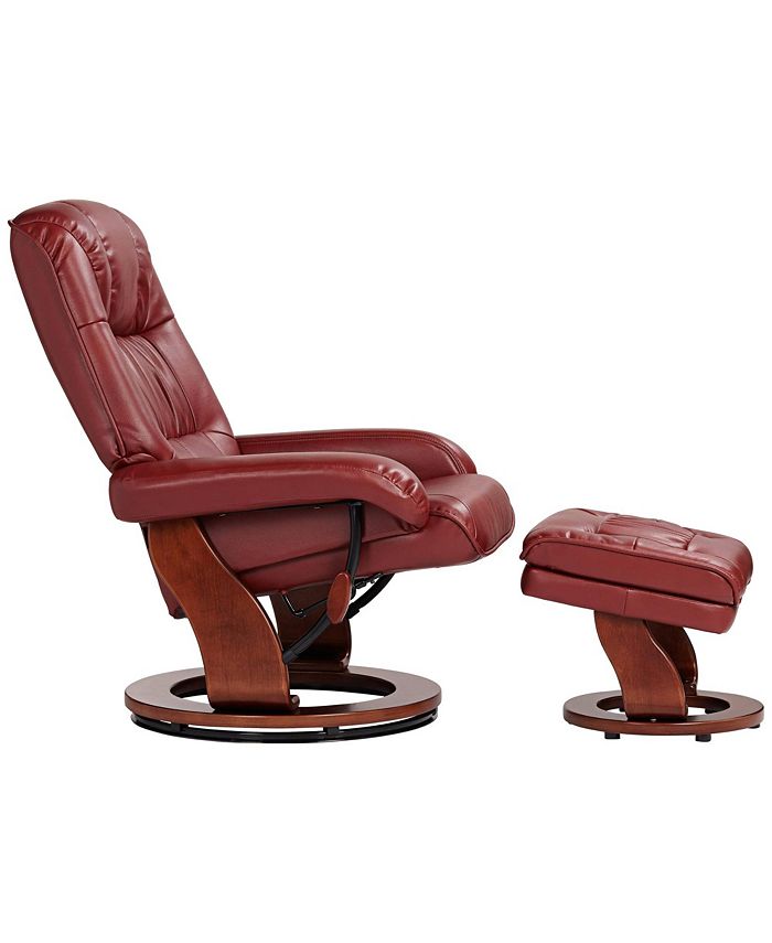 BenchMaster Kyle Ruby Red Swivel Faux Leather with Ottoman Recliner ...