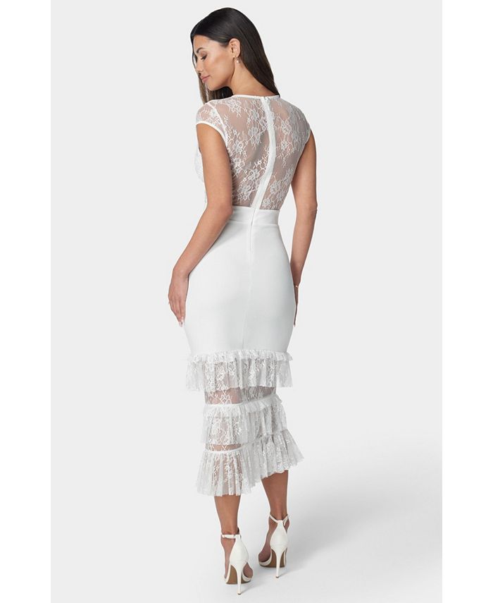 Bebe Women's Tiered Lace Midi Dress - Macy's