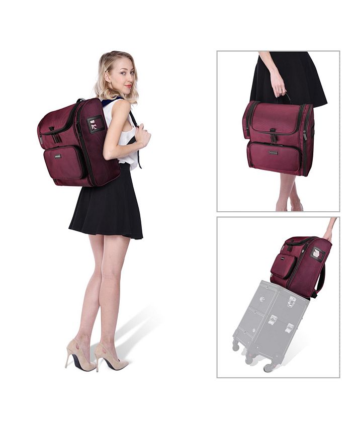 Byootique Beet Red Makeup Bag with Utility Pouch Soft Sided Cosmetic ...