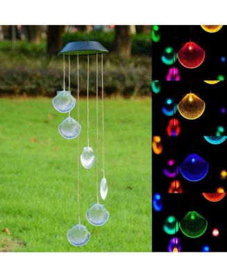Yescom 6 Shell Solar LED Light Wind Chime Decor Lighting Home Yard ...