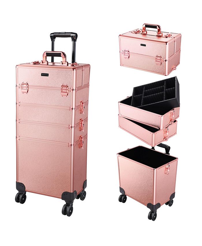 Byootique Rose Gold 4in1 Rolling Makeup Train Case Makeup Artist ...