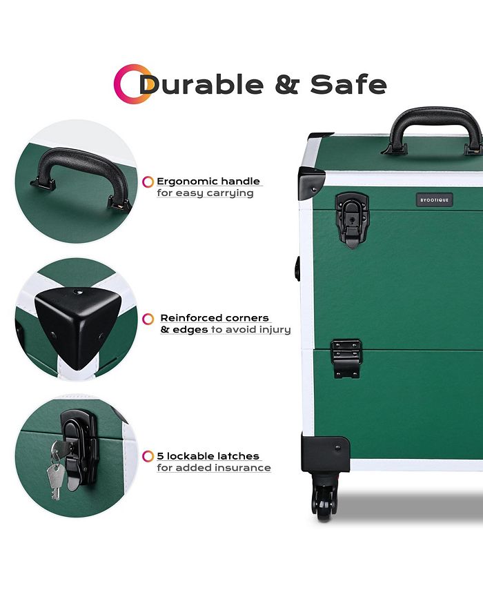 Byootique Rolling Makeup Train Case Cosmetic Organizer Trolley Lockable ...