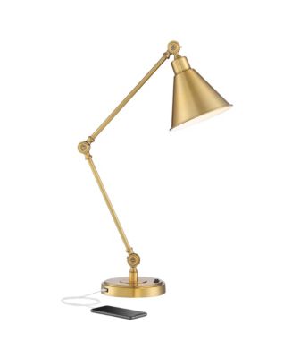 Wray Modern Desk Lamp 26 3/4" High with USB Charging Port Warm Brass ...