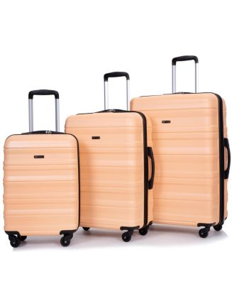 Simplie Fun Lightweight 3 Piece Peach Luggage Set with Spinner Wheels ...