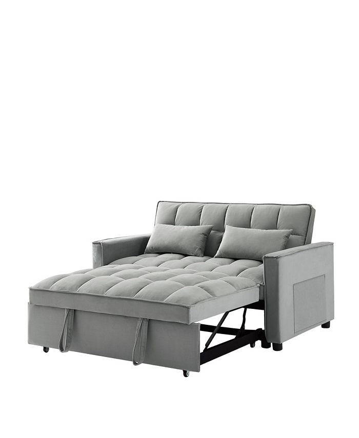 Simplie Fun Modern Velvet Convertible Loveseat Sleeper Sofa Couch With ...