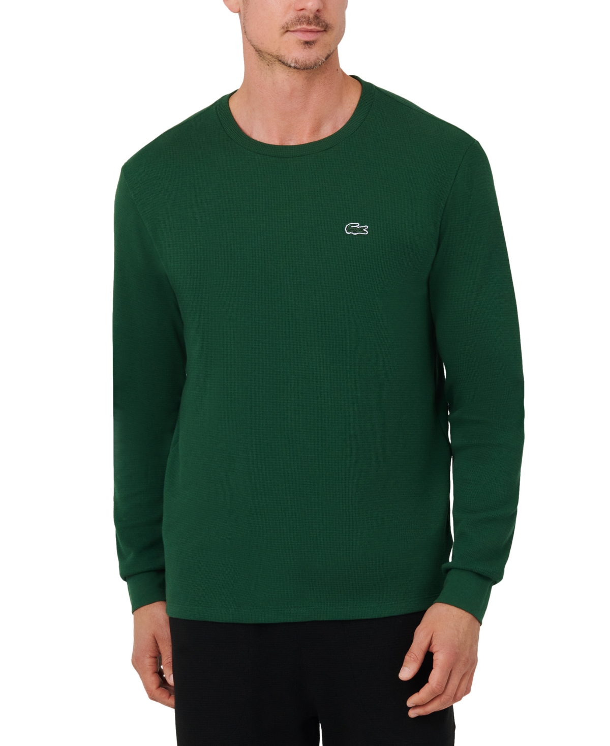 Click here for Lacoste Mens Waffle-Knit Thermal Sleep Shirt - Gre... prices