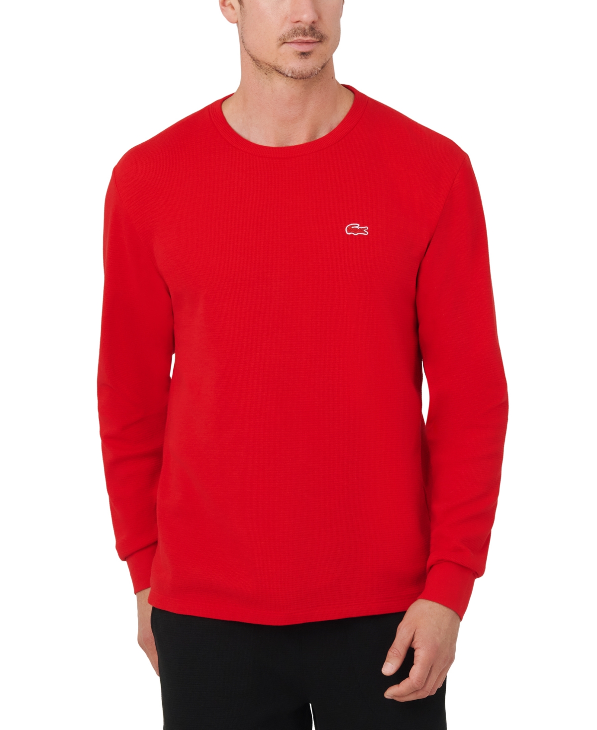 Click here for Lacoste Mens Waffle-Knit Thermal Sleep Shirt - Red prices