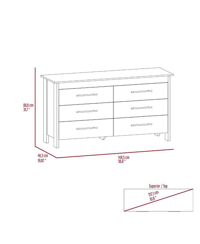 FM FURNITURE Luxor 6 Drawer Double Dresser - Macy's